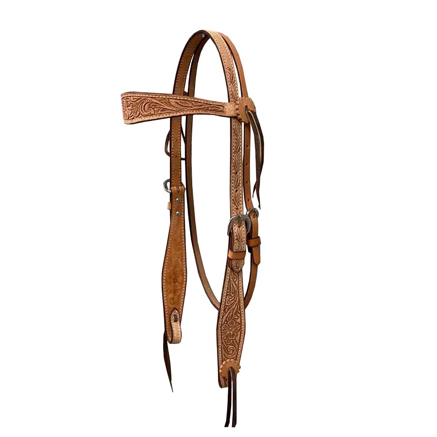 Billy Cook Saddlery 3/4" Roughout Floral Tooled Browband Headstall