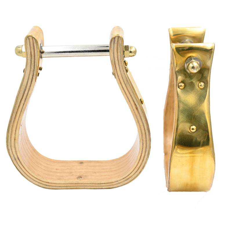 Coolhorse 2" Wooden Brass Covered Bell Stirrup