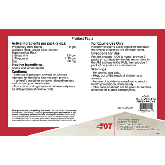 Formula 707 ULZERless Pelleted Gastric Support Supplement- Fresh Packs