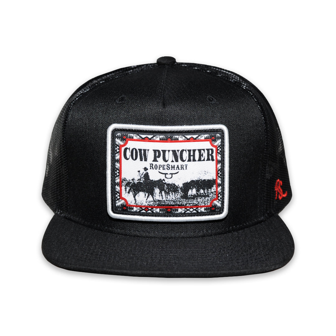 RopeSmart Black Trucker Cap w/ Cow Puncher Patch