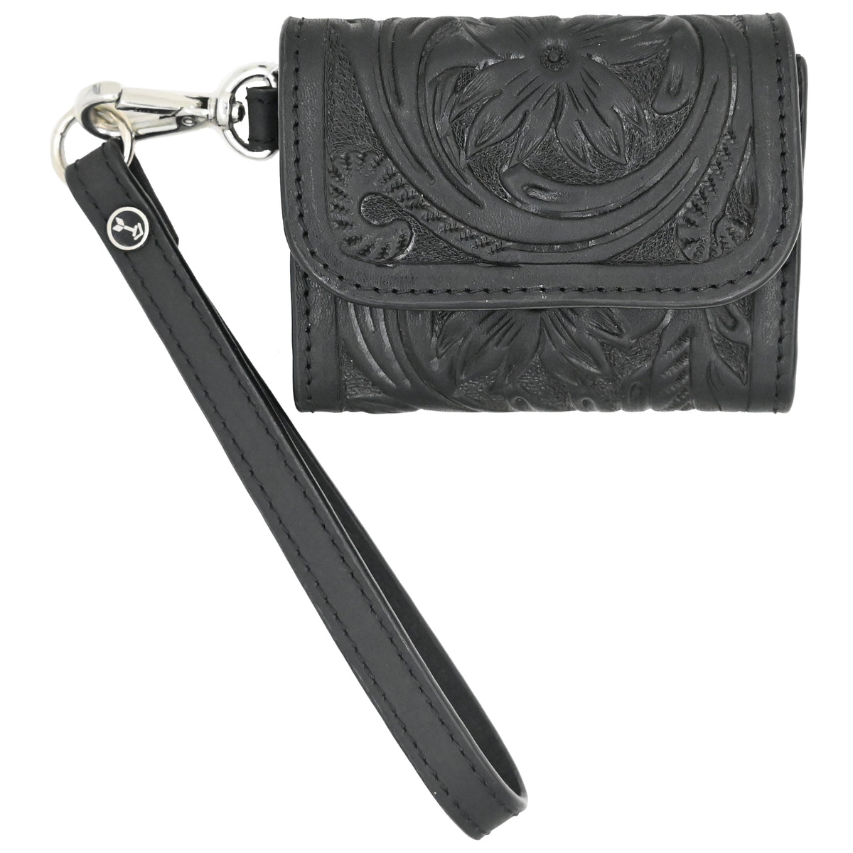 Rafter T Ranch Co. Black Tooled Card Wallet with Wrist Strap
