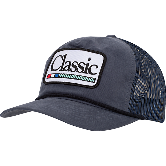 Classic Ropes Distressed Navy Retro Mesh Cap with Logo Patch