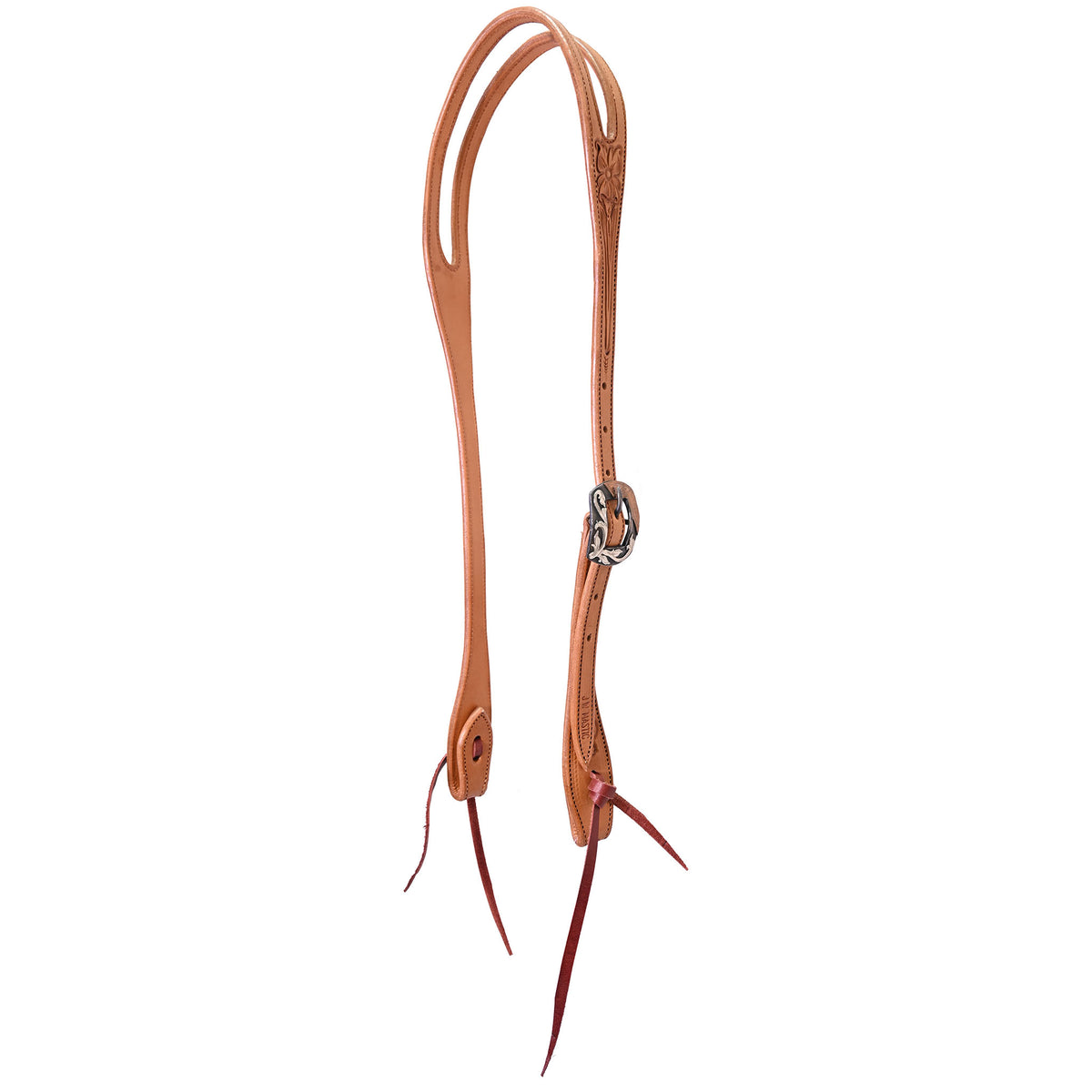 Coolhorse Leather Floral Tooled Slot Ear Headstall with Copper Sinclai