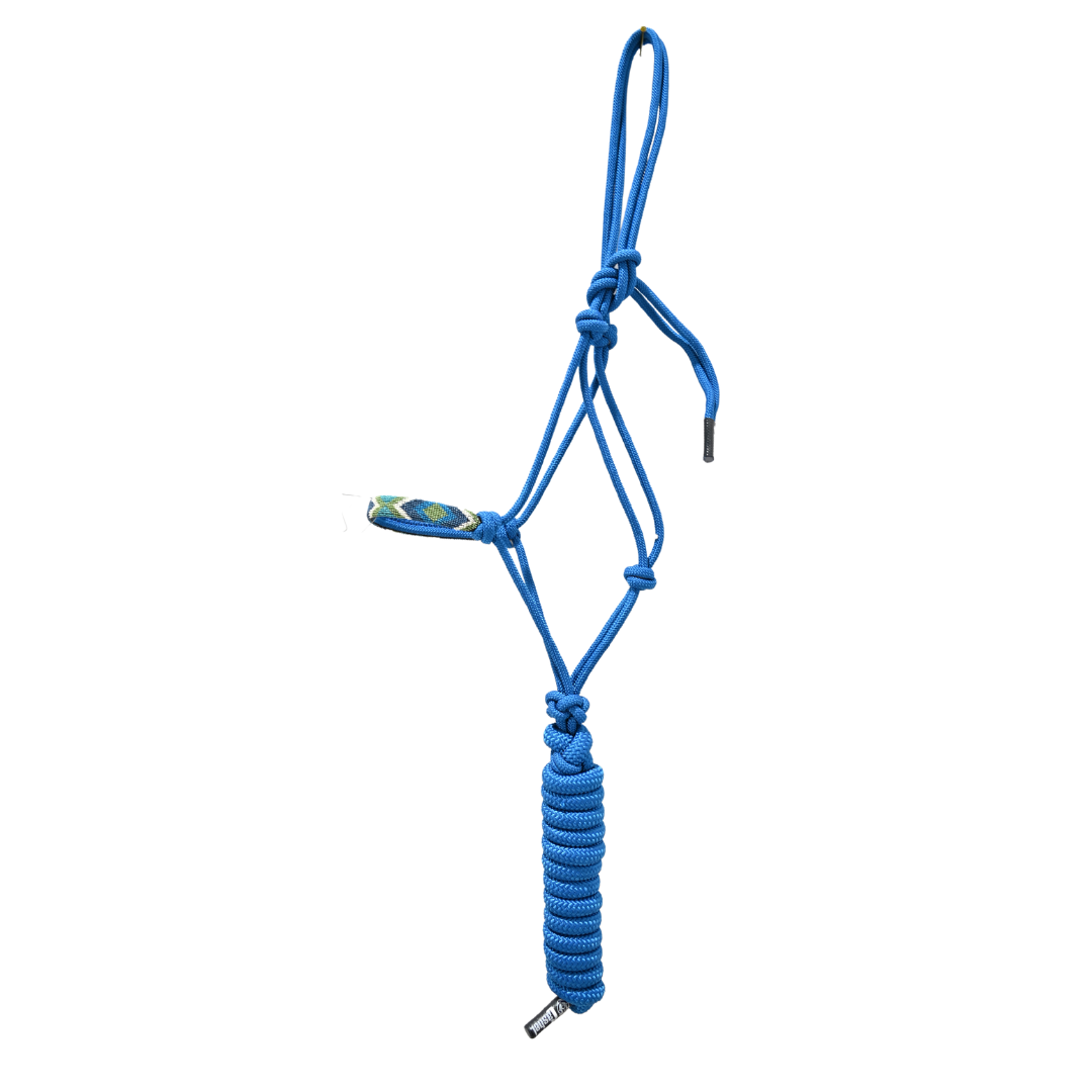 Cashel Beaded Rope Nose Halter with 9' Lead Rope- Blue