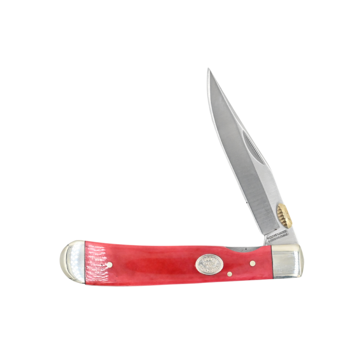 Moore Maker 4 1/8" Red Bone Trapper Knife w/ Easy Open