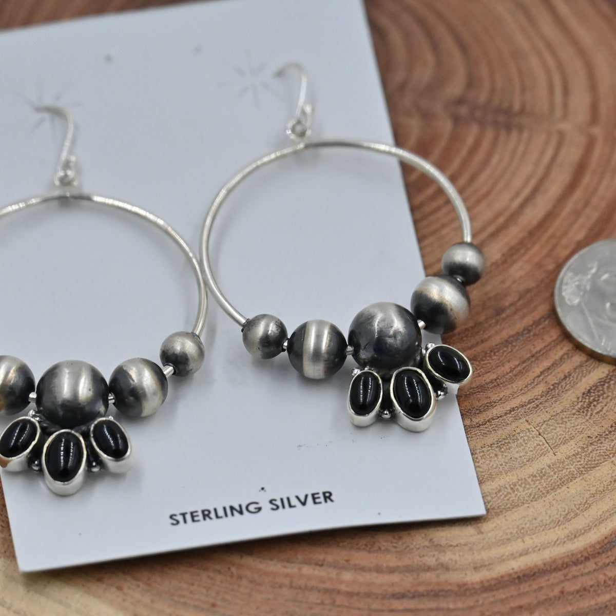 The Shelby Pearl and Black Onyx Hoop Earrings