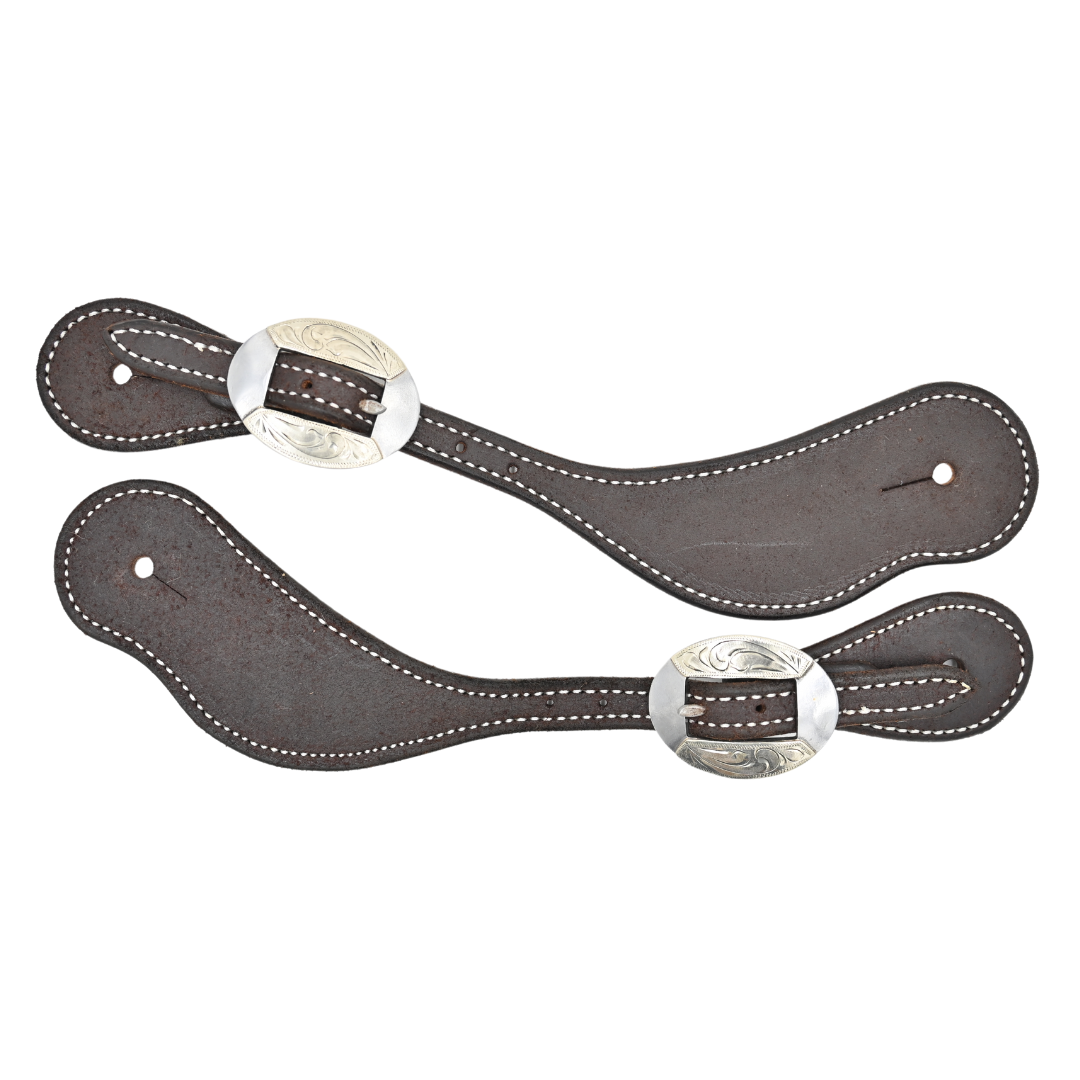 Martin Saddlery Chocolate Roughout Cowboy Spur Straps with Canyon Buck
