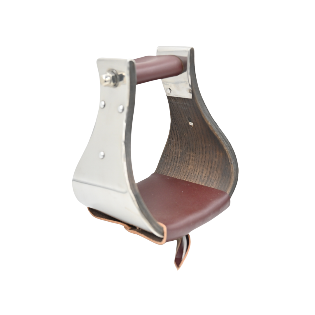 Partrade Open Range 5 1/4" Stainless Steel Covered Wooden Stirrups