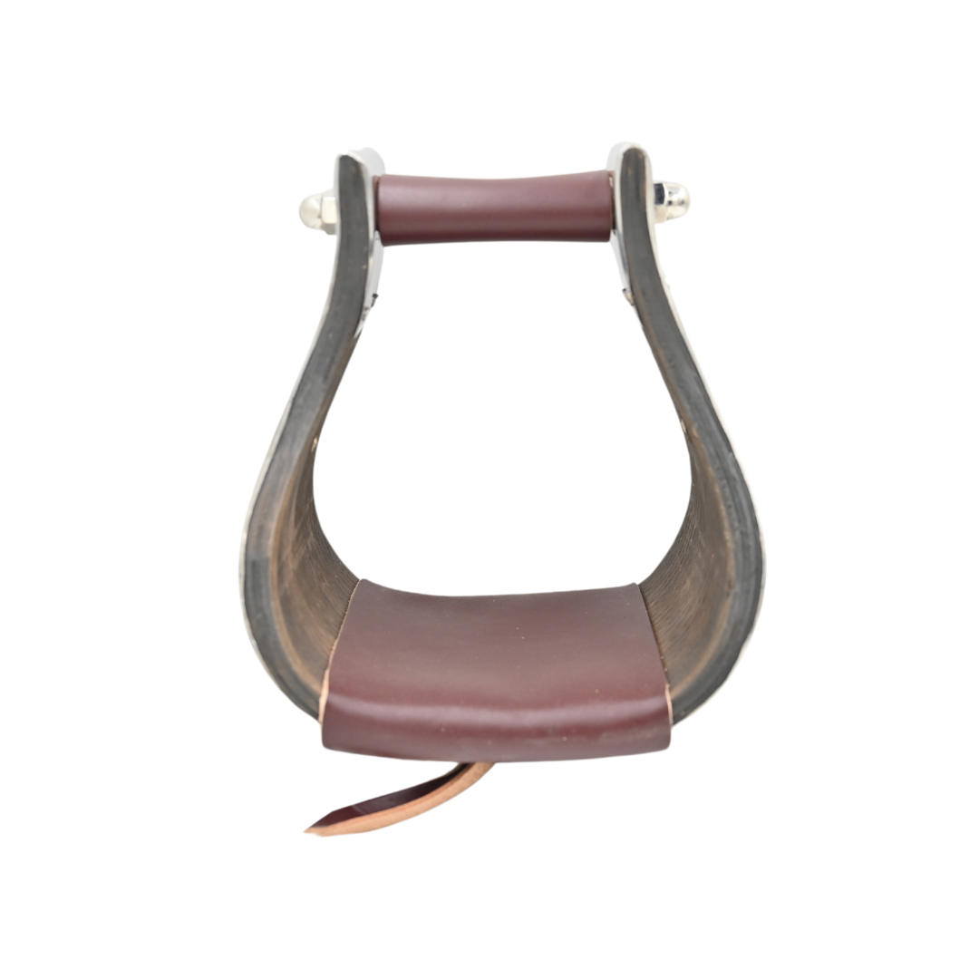 Partrade Open Range 5 1/4" Stainless Steel Covered Wooden Stirrups