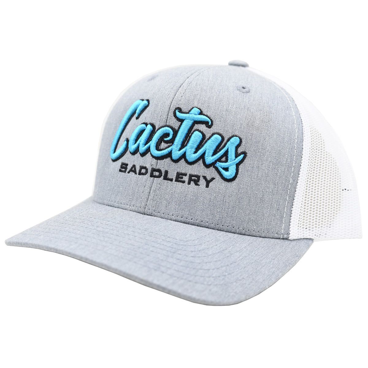 Cactus Saddlery by Red Dirt Hat Co. Heather Grey and White Mesh Snapba