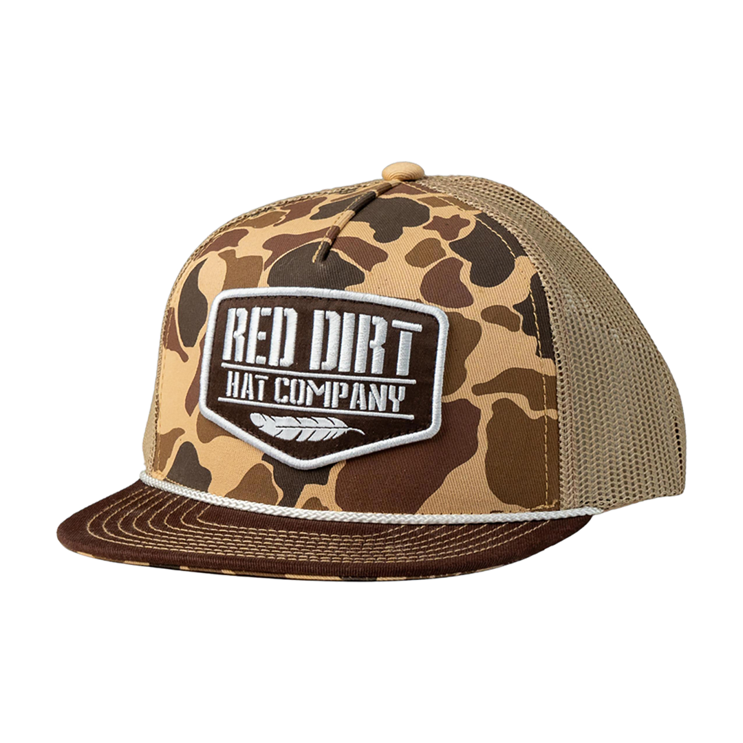 Red Dirt Hat Co. Old Skool Duck Camo and Tan Youth Mesh Cap