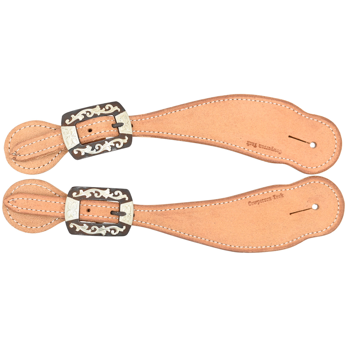 Cowperson Tack Men's Roughout Spur Straps with Browned Vine Buckles
