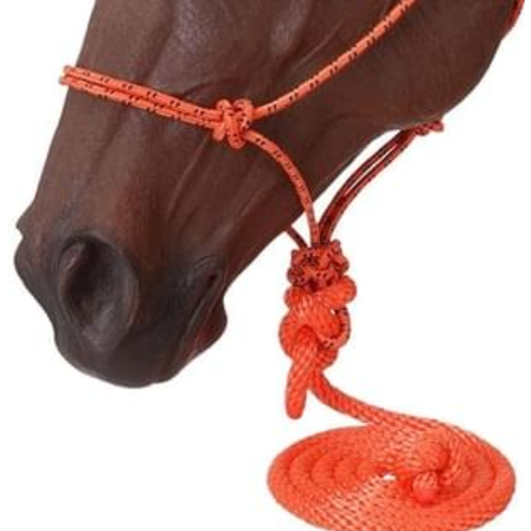 Tough-1 Poly Rope Tied Halter with 10' Lead- Orange