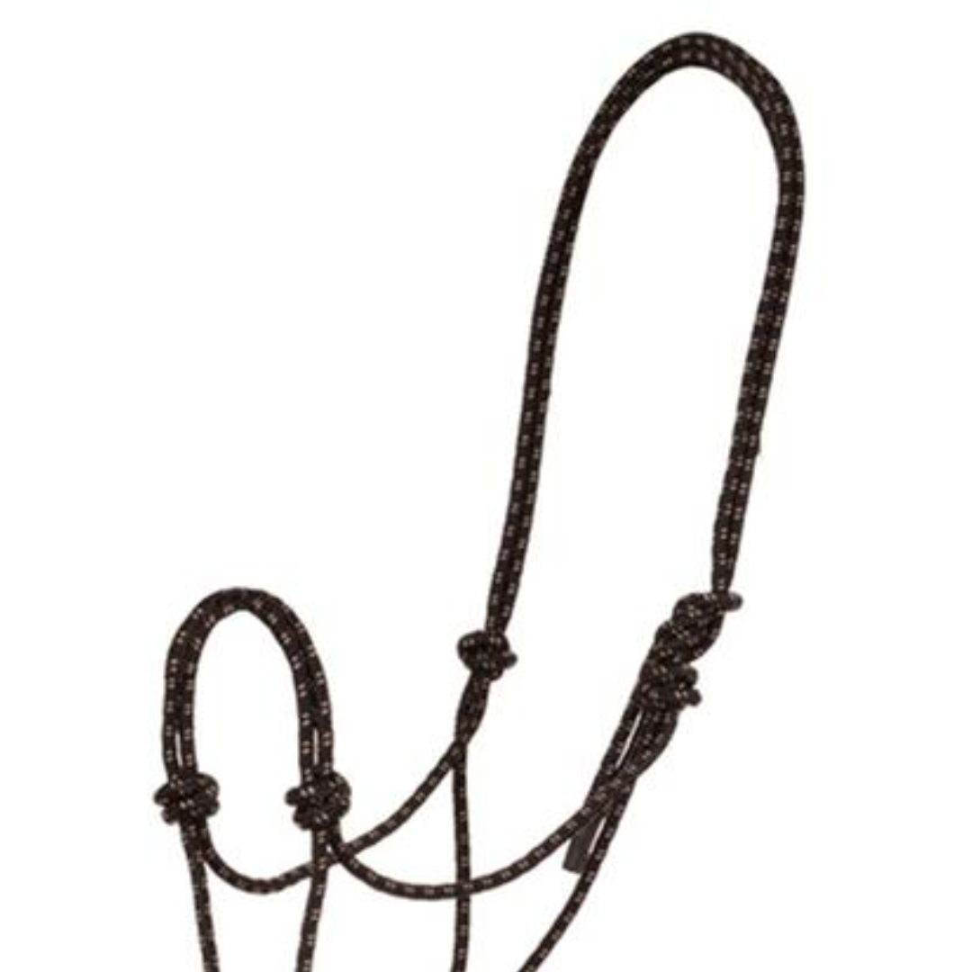 Tough 1 Black and Tan Poly Rope Halter with Lead Rope