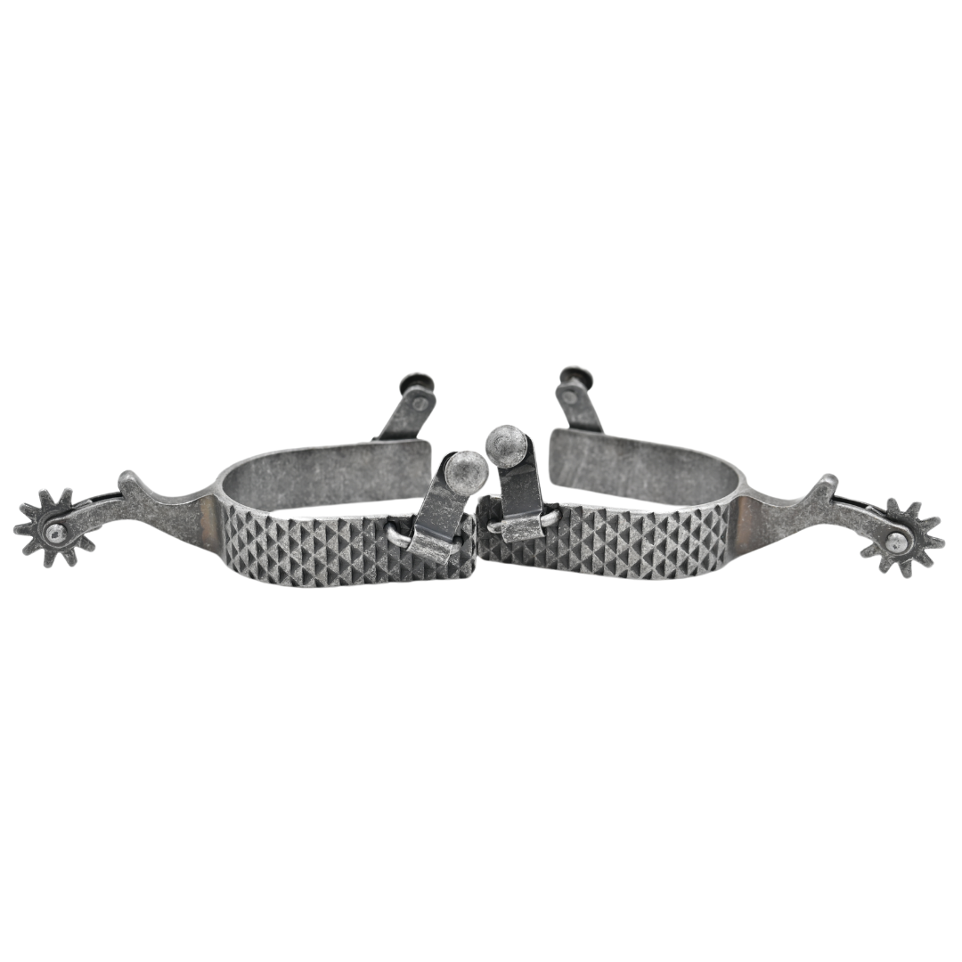 Weaver Leather Buffed Black Men's Spurs with Rasp Design