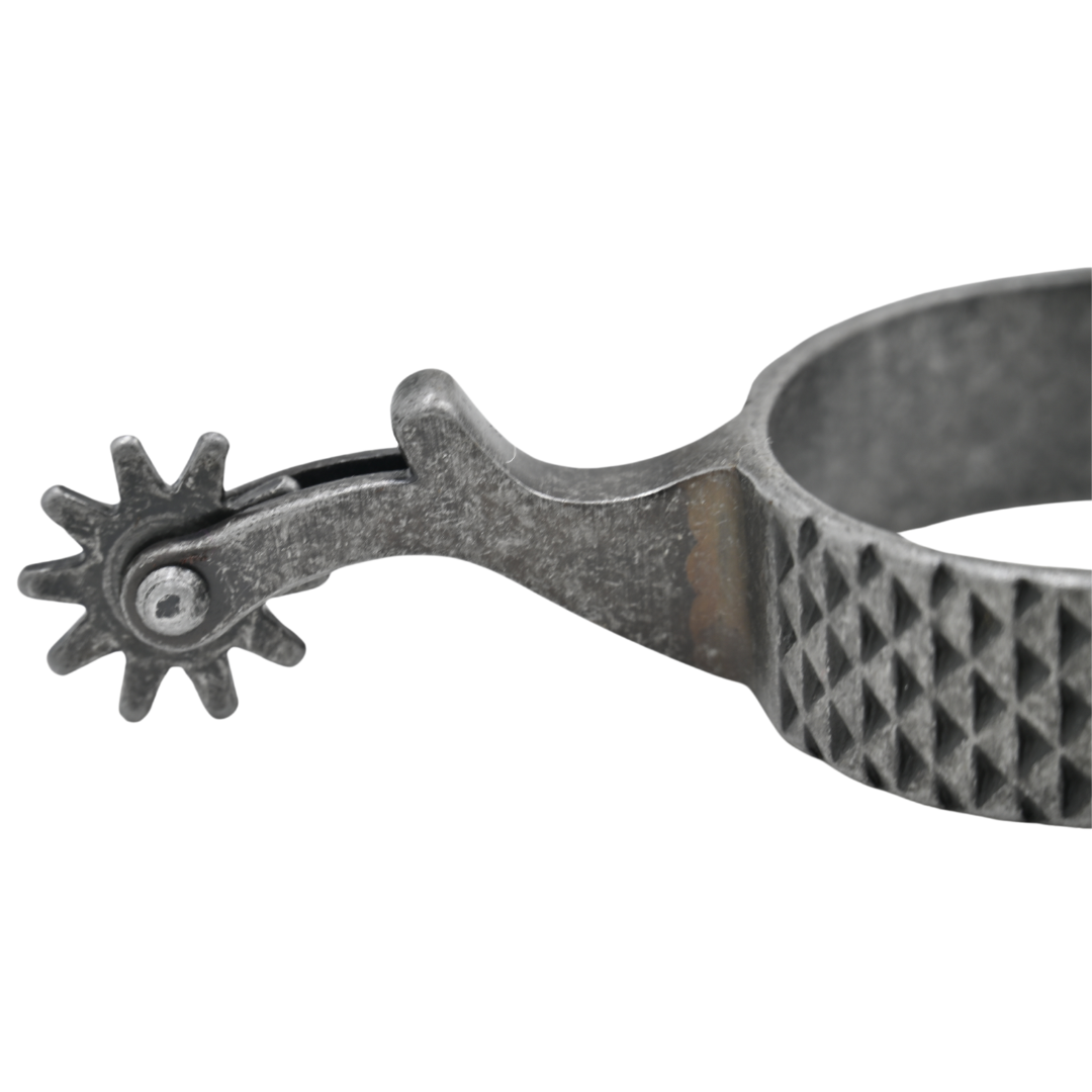 Weaver Leather Buffed Black Men's Spurs with Rasp Design