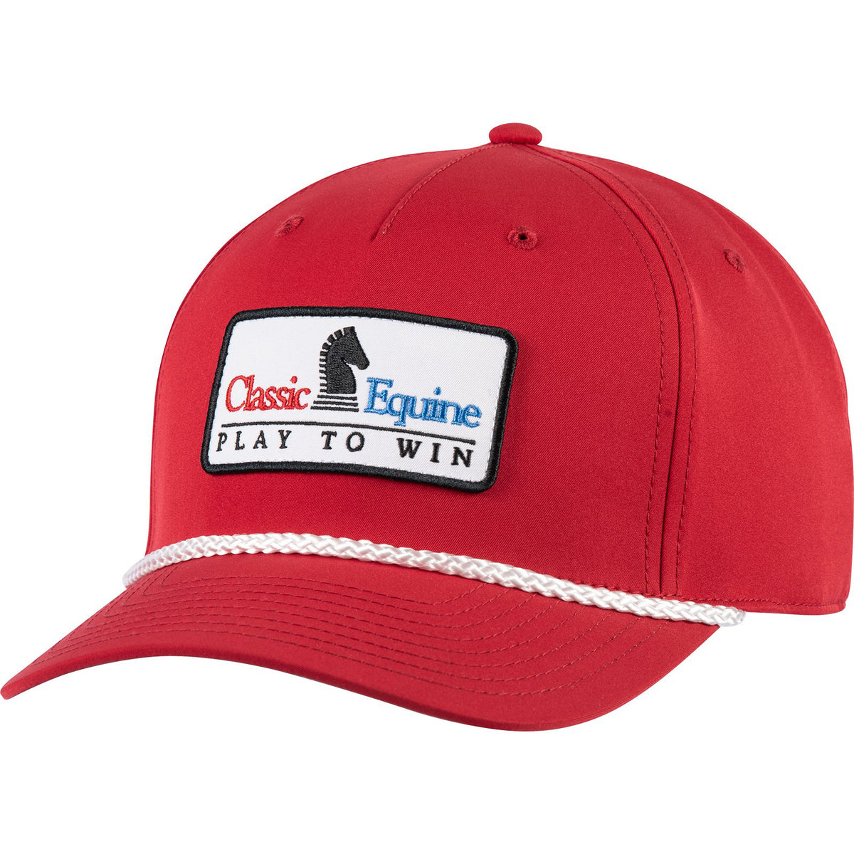 Classic Equine Red 5 Panel Snapback Cap with Patch