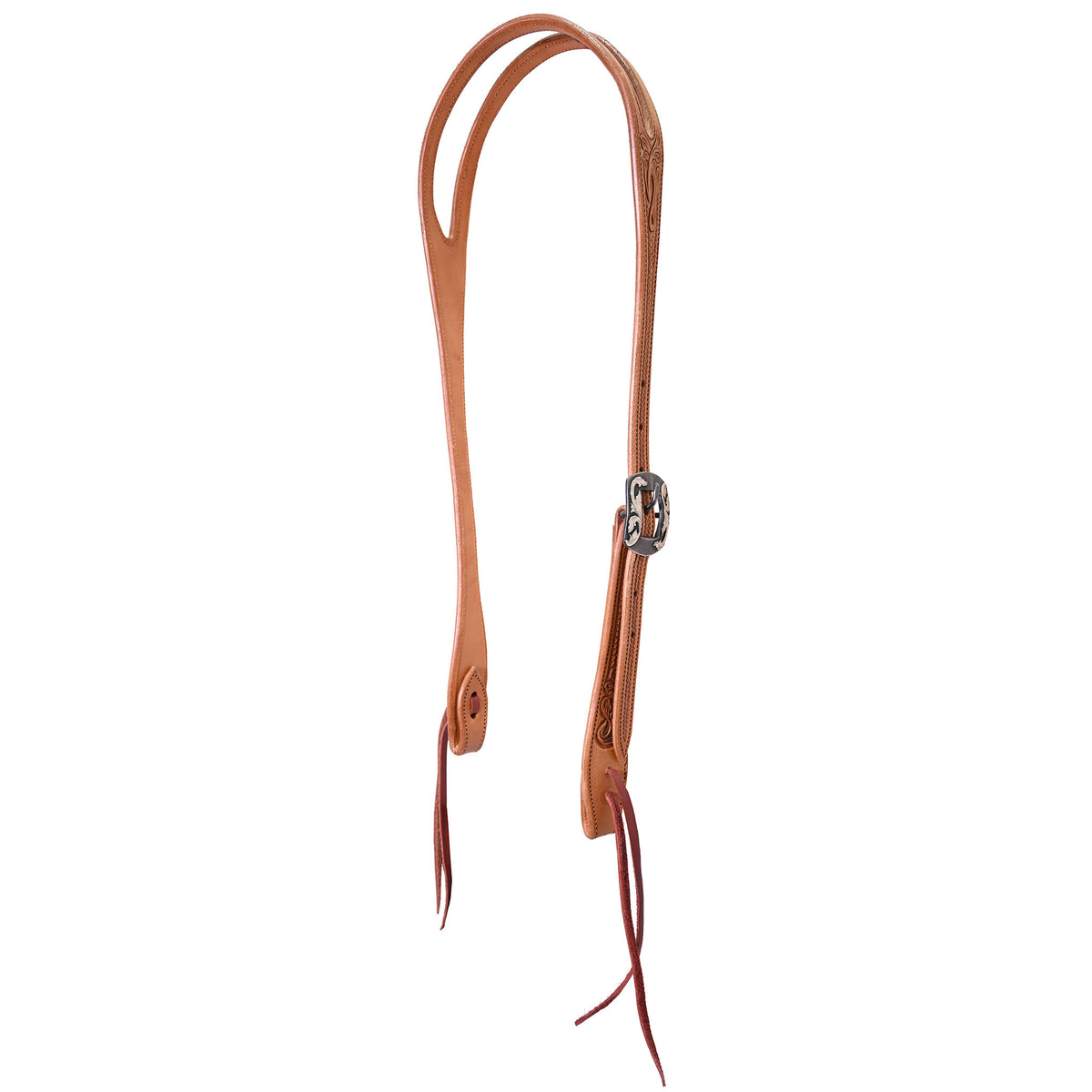 Coolhorse Leather Mini Basket and Floral Tooled Slot Ear Headstall wit