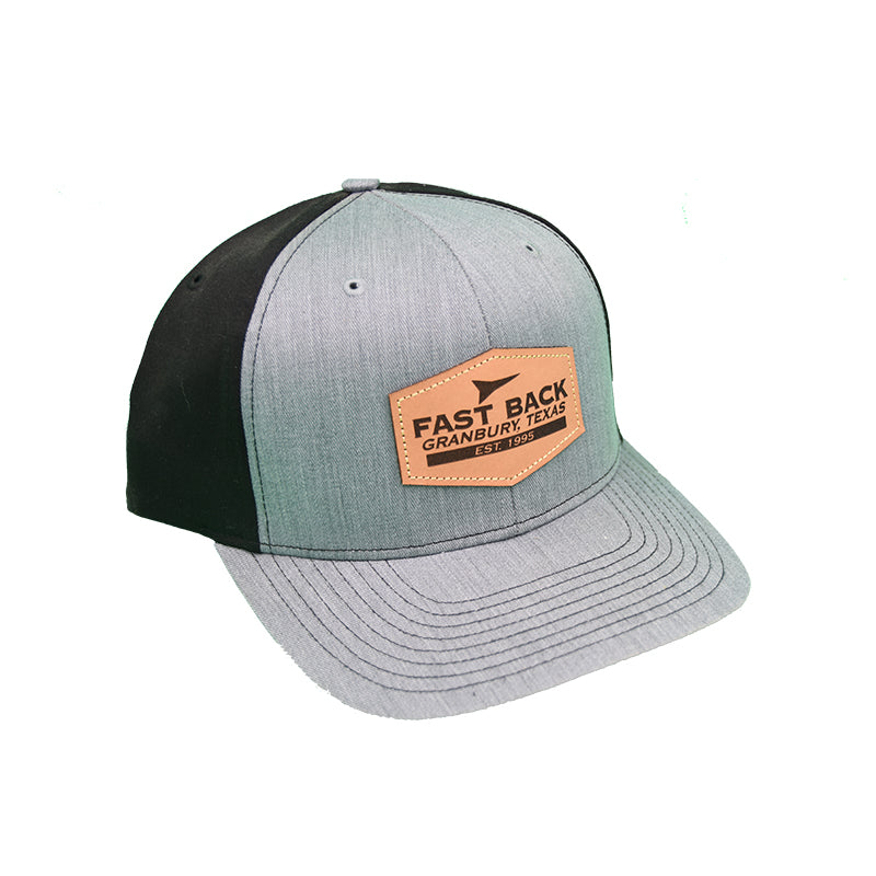 Fastback Ropes Heather Grey and Black Cap with Leather Patch