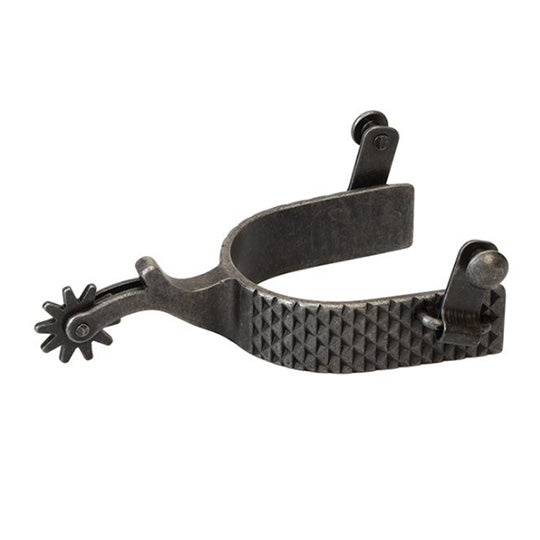 Weaver Leather Buffed Black Men's Spurs with Rasp Design